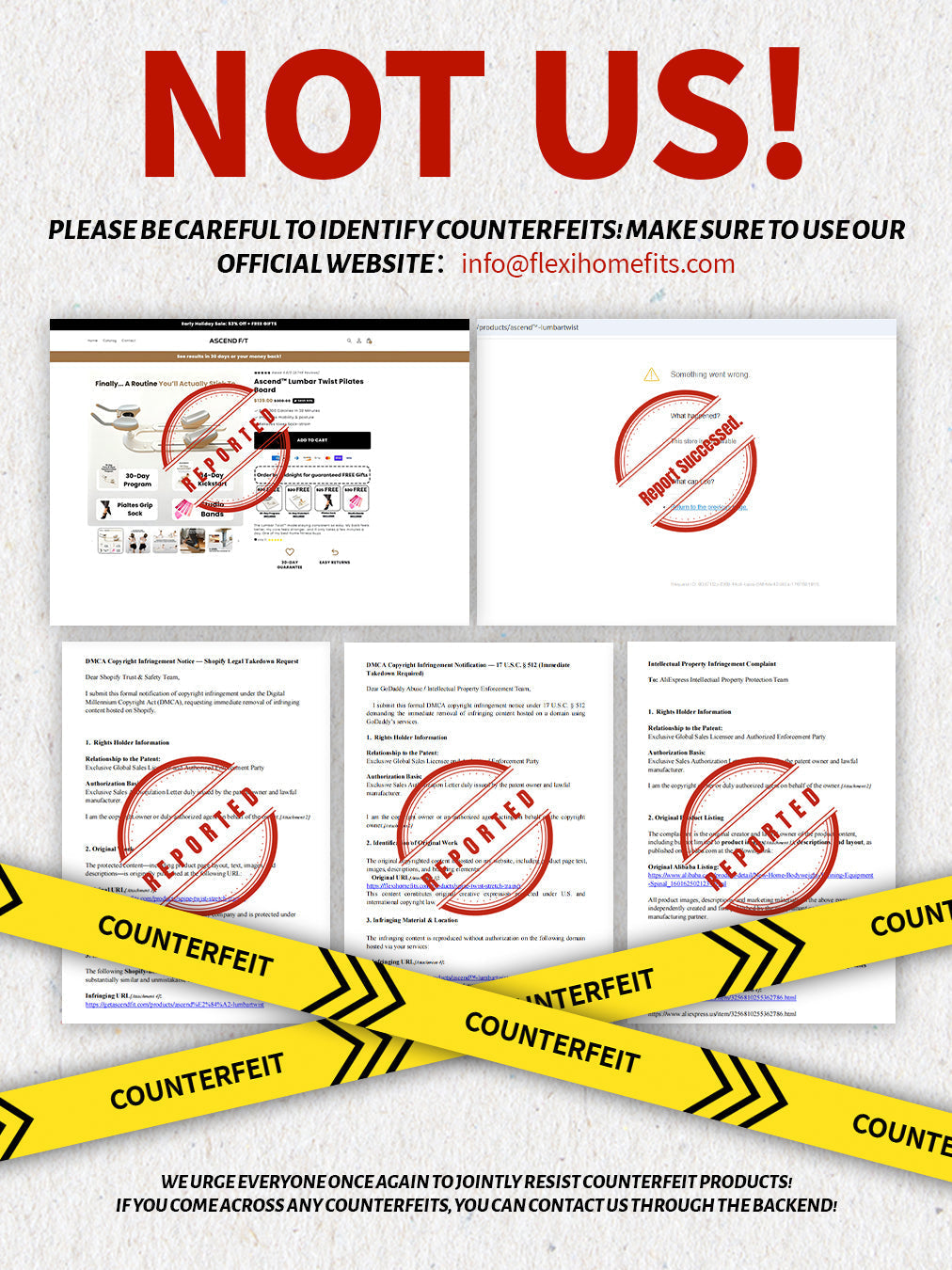 Official Statement on Counterfeit and Unauthorized Products – Flexihomefits
